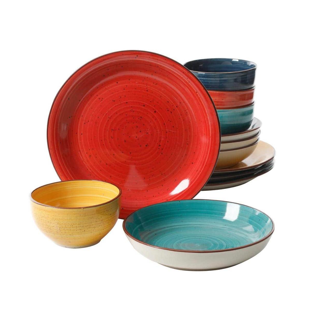 Slickblue Stoneware 12-Piece Dinnerware Set Service for 4 with Plates ...