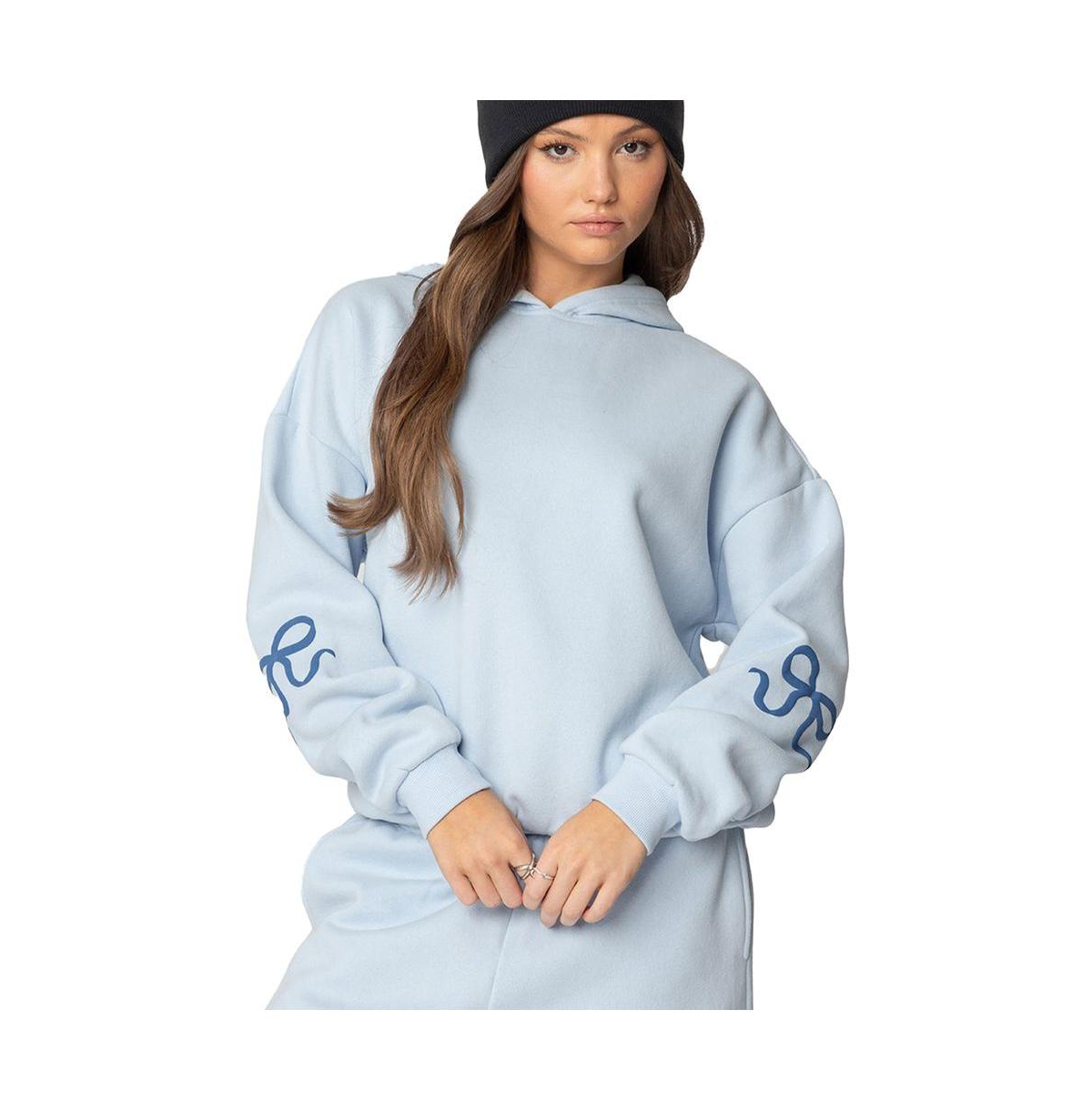 Click here for Edikted Womens Bonney Bow Detail Hoodie - Blue prices