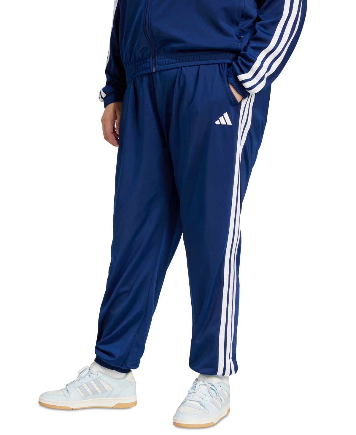 Click here for adidas Plus Size Tricot 3-Stripes Track Pants - Da... prices