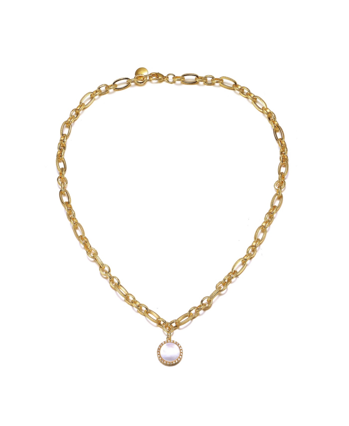 Click here for 14k Gold Plated Mother of Pearl Chain Link Necklac... prices