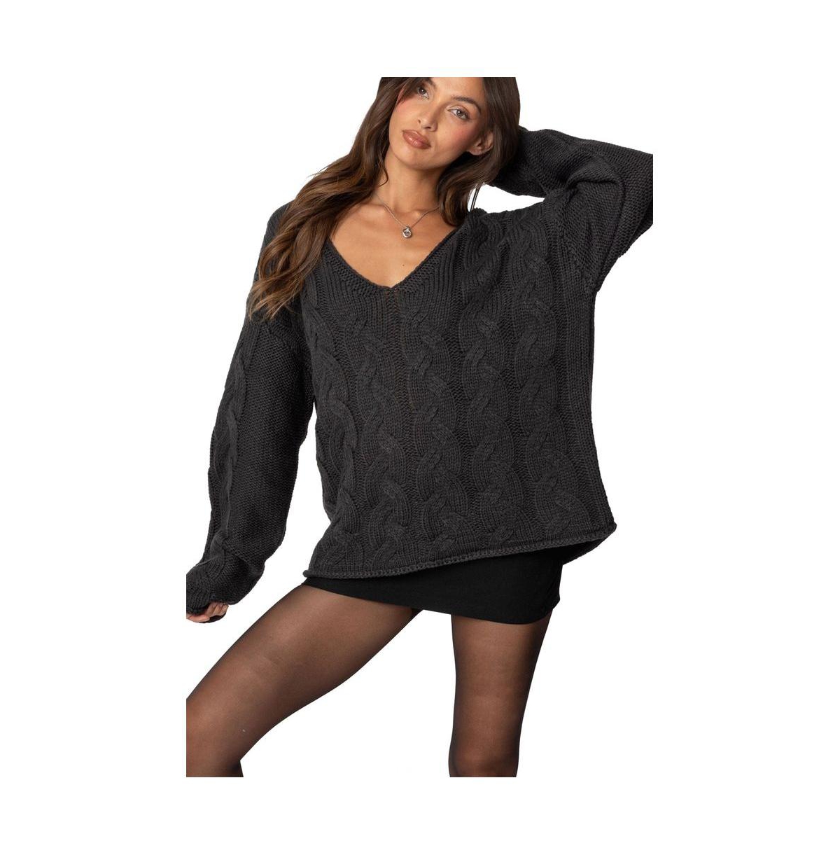 Click here for Edikted Womens Inga Oversized Cable Knit Sweater -... prices