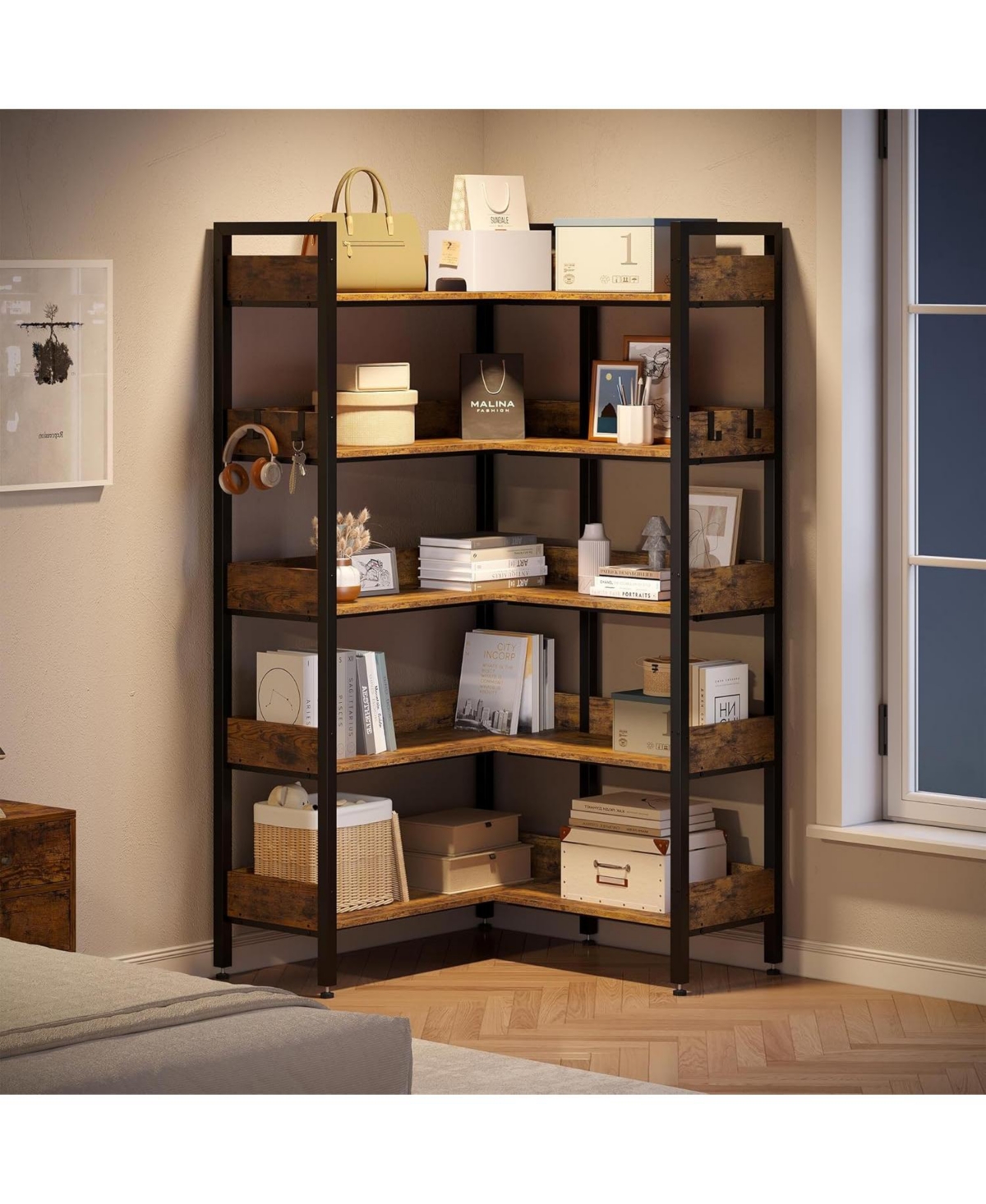 Click here for gaomon Corner Bookshelf  5 Tier Convertible Corner... prices