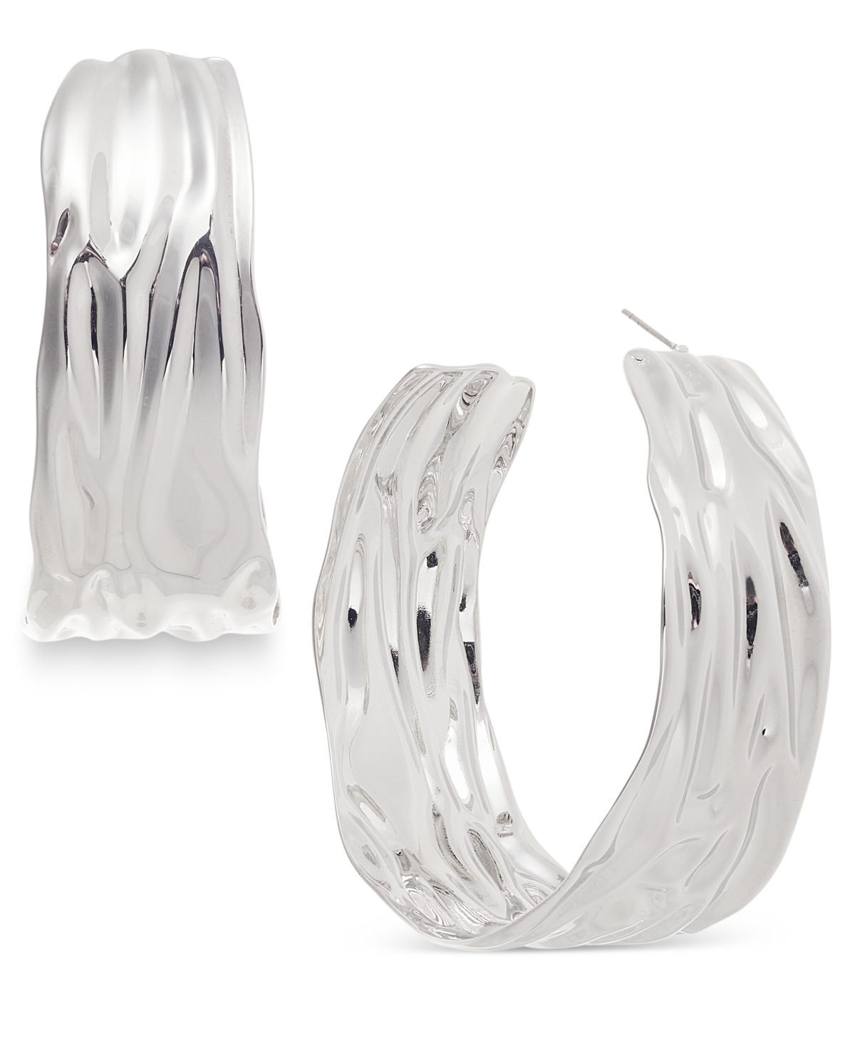 Click here for Macys Silver-Tone Textured Wide Large Hoop Earring... prices