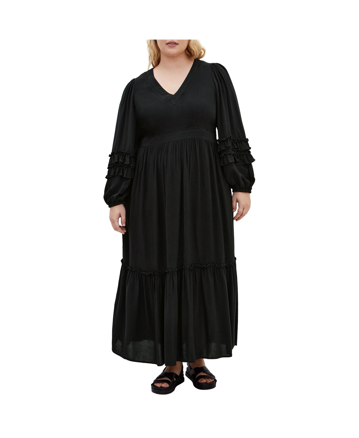 Click here for Plus Size Malia Plain Maxi Dress - Black prices