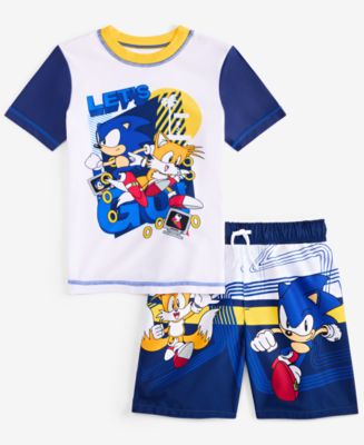 Sonic Little Boys Rash Guard & Swim Trunks Two-Piece Swimsuit - Macy's