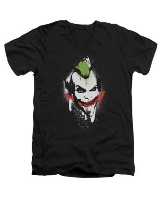 Batman Men's Arkham City Spraypaint Smile Short Sleeve Adult V Neck Tee ...