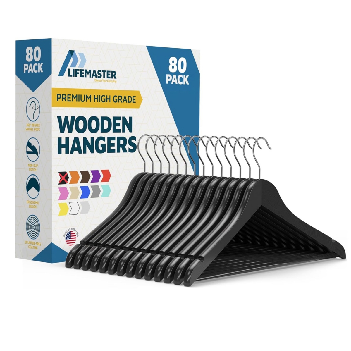 Click here for Lifemaster Wooden Hanger Set - 20 Pieces Non-Slip... prices