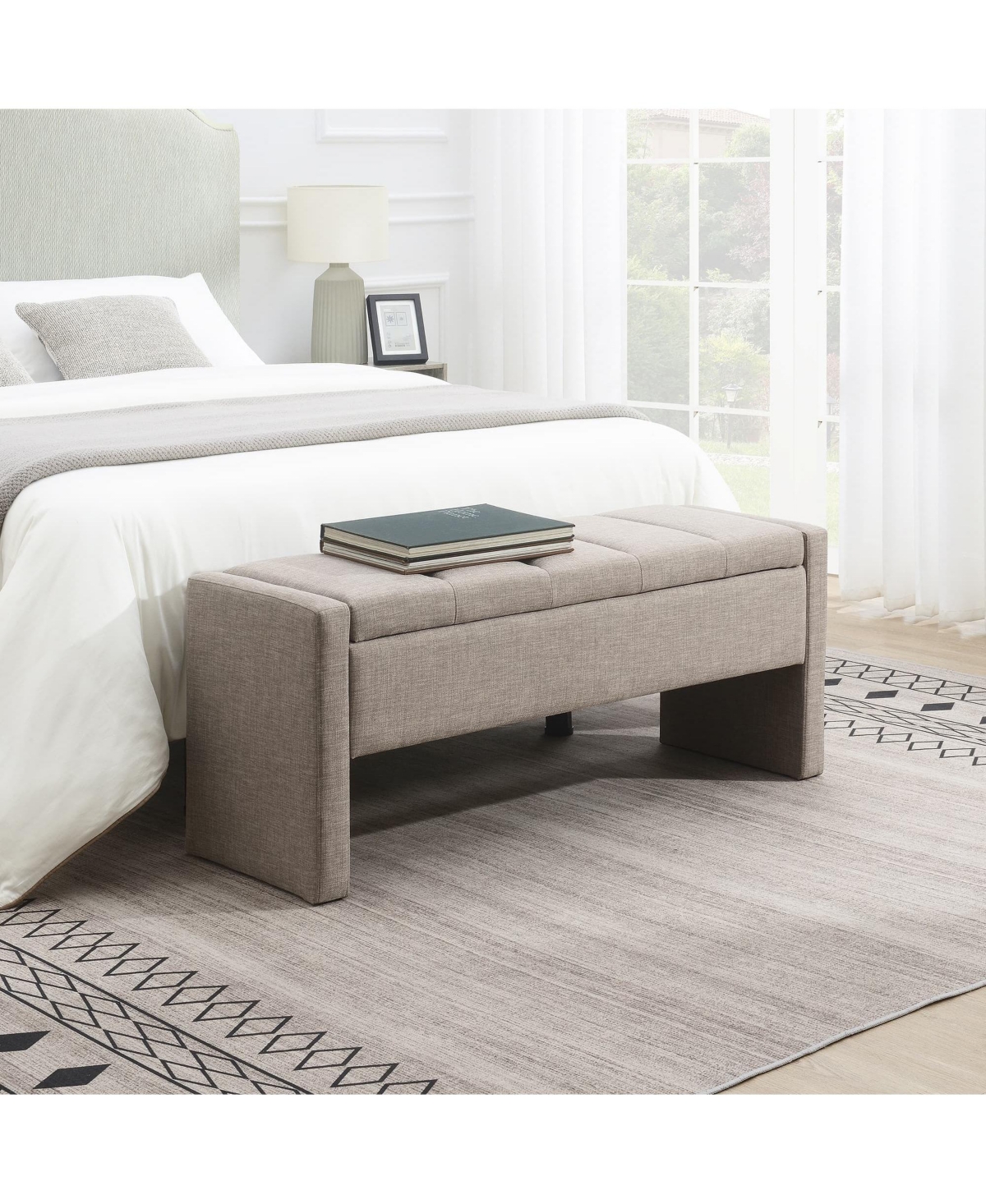Click here for Modern Upholstered Bed End Bench with Storage  Lin... prices