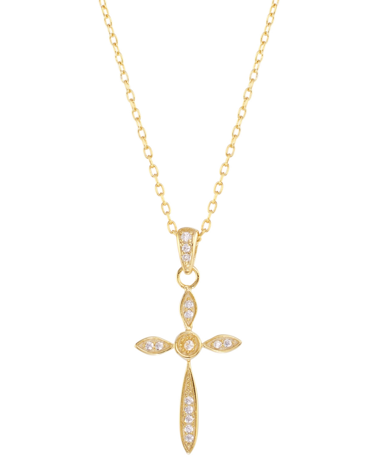 Click here for Cubic Zirconia Cross Pendant Necklace in 14k Gold-... prices