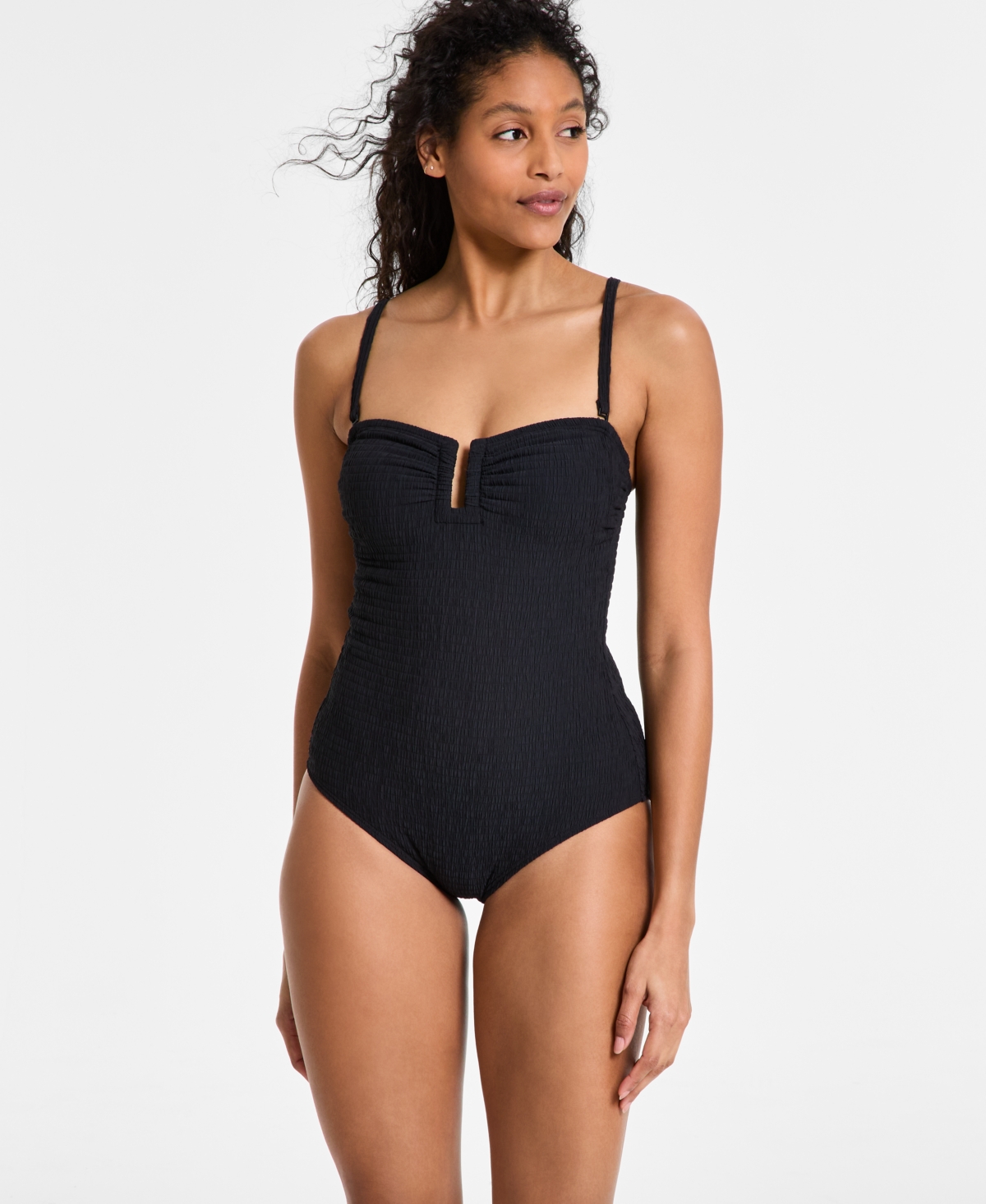 Click here for Dkny Womens Textured Shirred One-Piece Swimsuit -... prices