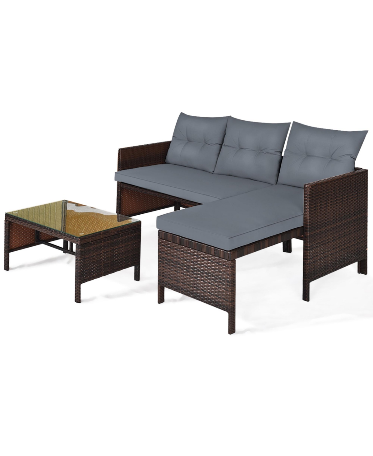 Click here for Gymax 3PCS Outdoor Rattan Furniture Set Patio Couc... prices