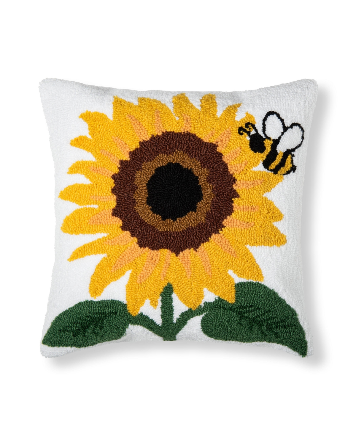 Click here for C&F Home 18 x 18 Sunflower & Bee Hooked Pillow - W... prices