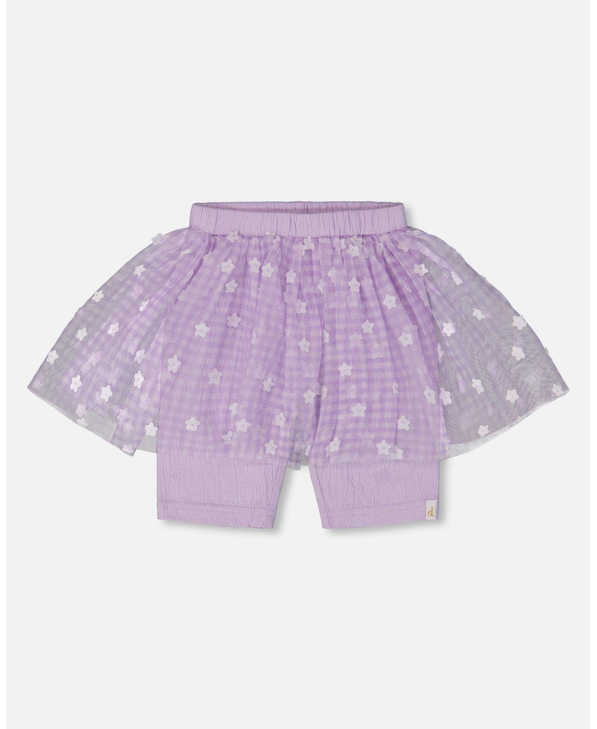 Deux par Deux Girls Crinkle Biker Short with Flower Mesh Skirt - Big Kid