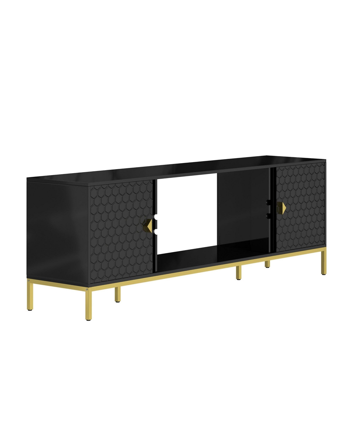 Click here for 70 inches Mdf Tv Stand With Storage Cabinets - Bla... prices