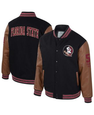 Colosseum Men's Black Florida State Seminoles Letterman Full-Snap ...