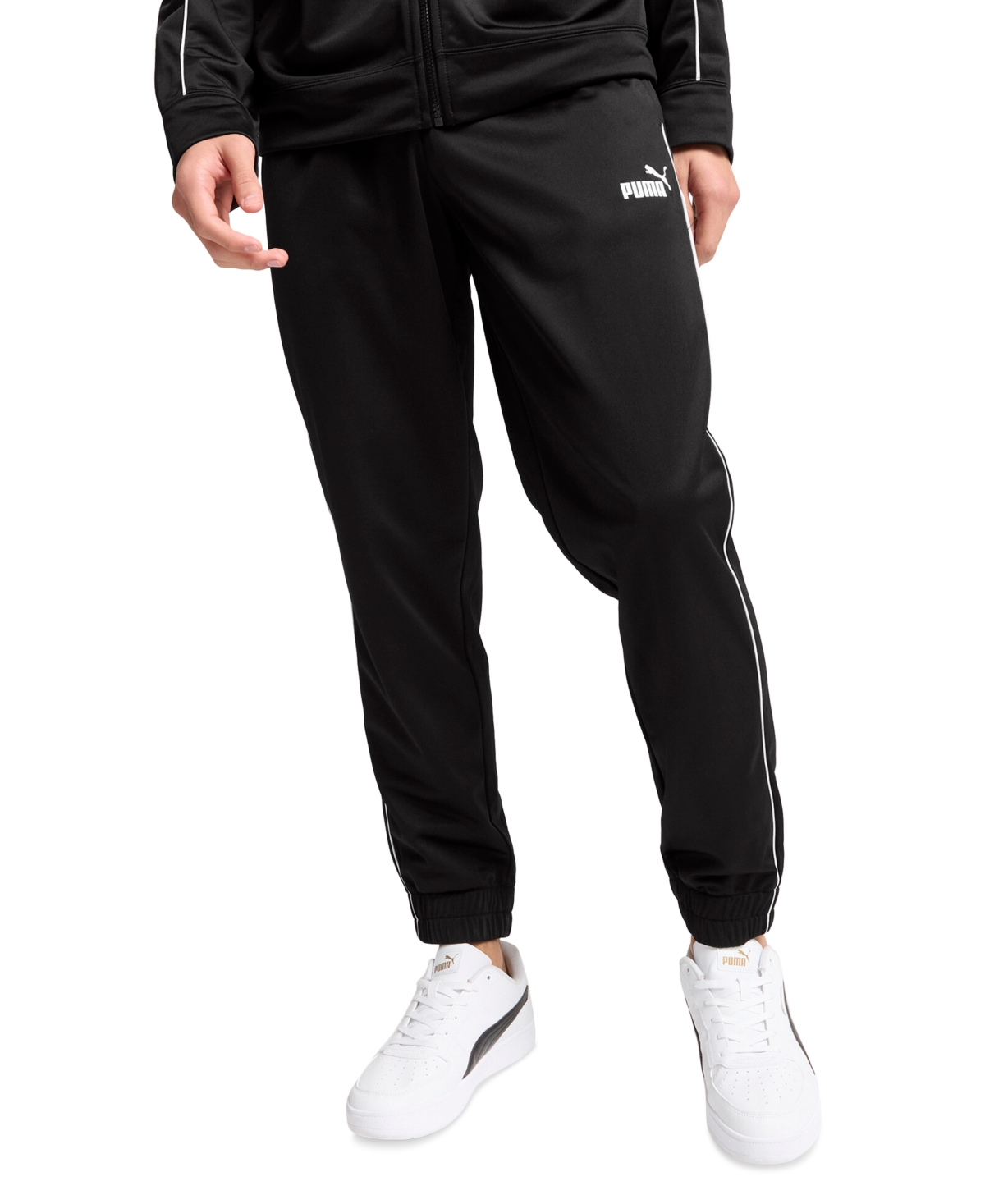 Click here for Puma Mens Piped Tricot Joggers - Black prices