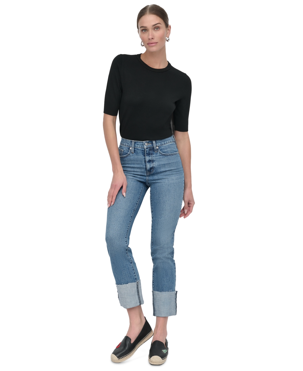 Click here for Dkny Jeans Womens High-Rise Classic Cuffed Straigh... prices