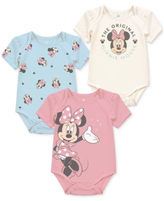 Disney Baby Girls Minnie Mouse Short-Sleeve Bodysuits, 3 Pack - Macy's