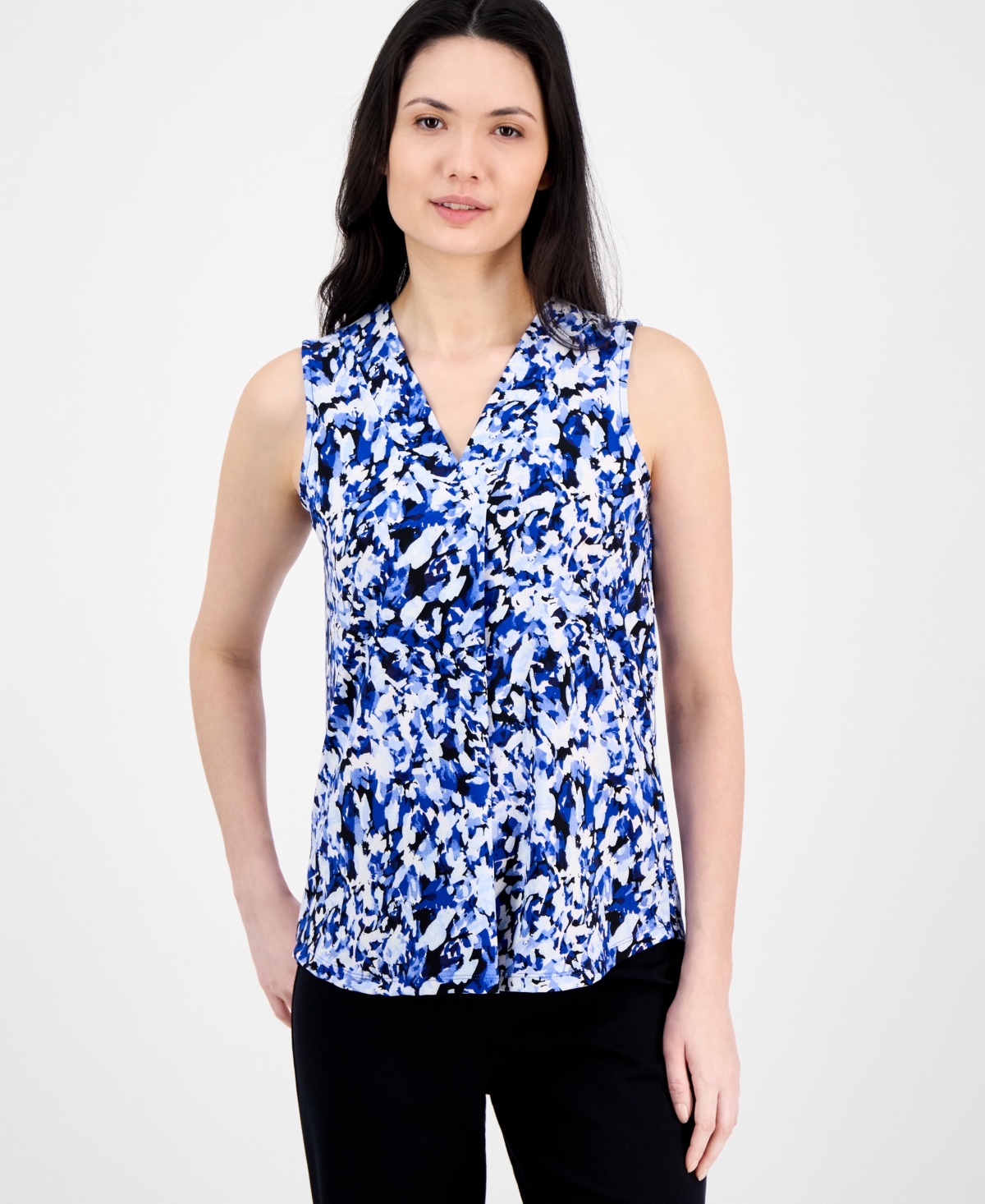 Click here for Anne Klein Womens Printed Sleeveless V-Neck Shell... prices