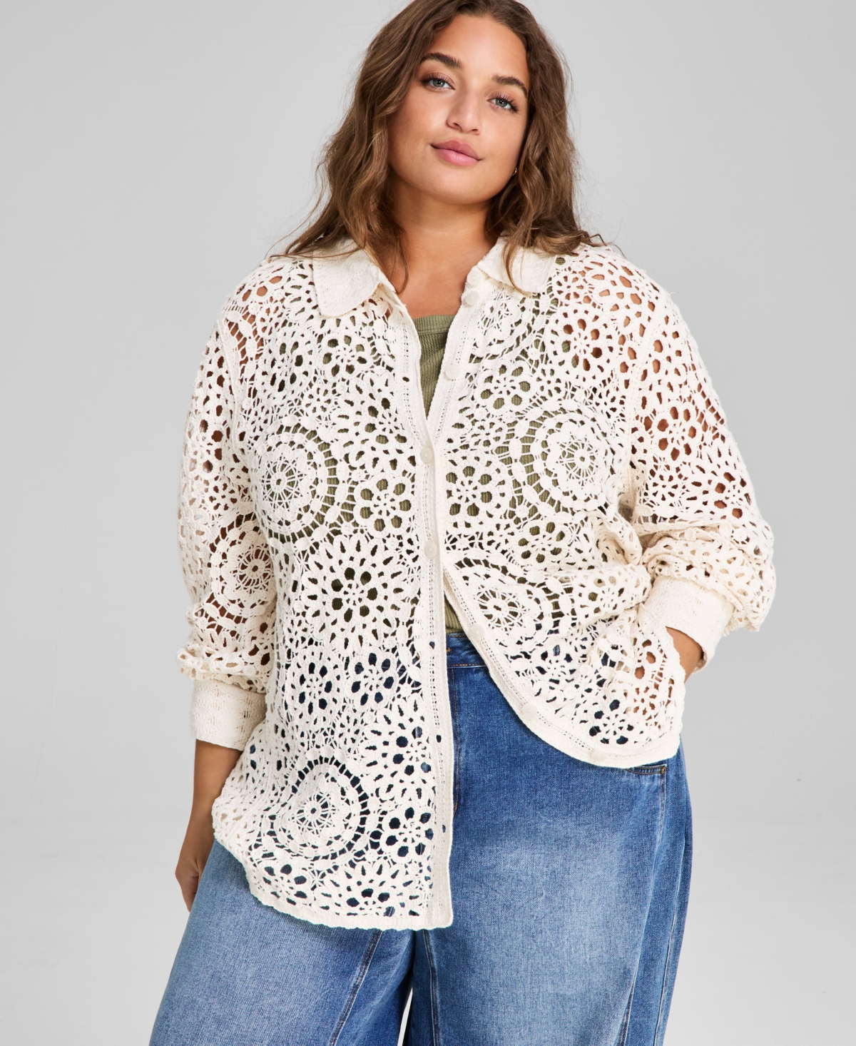 Click here for And Now This Plus Size Cotton Crocheted Blouse - S... prices