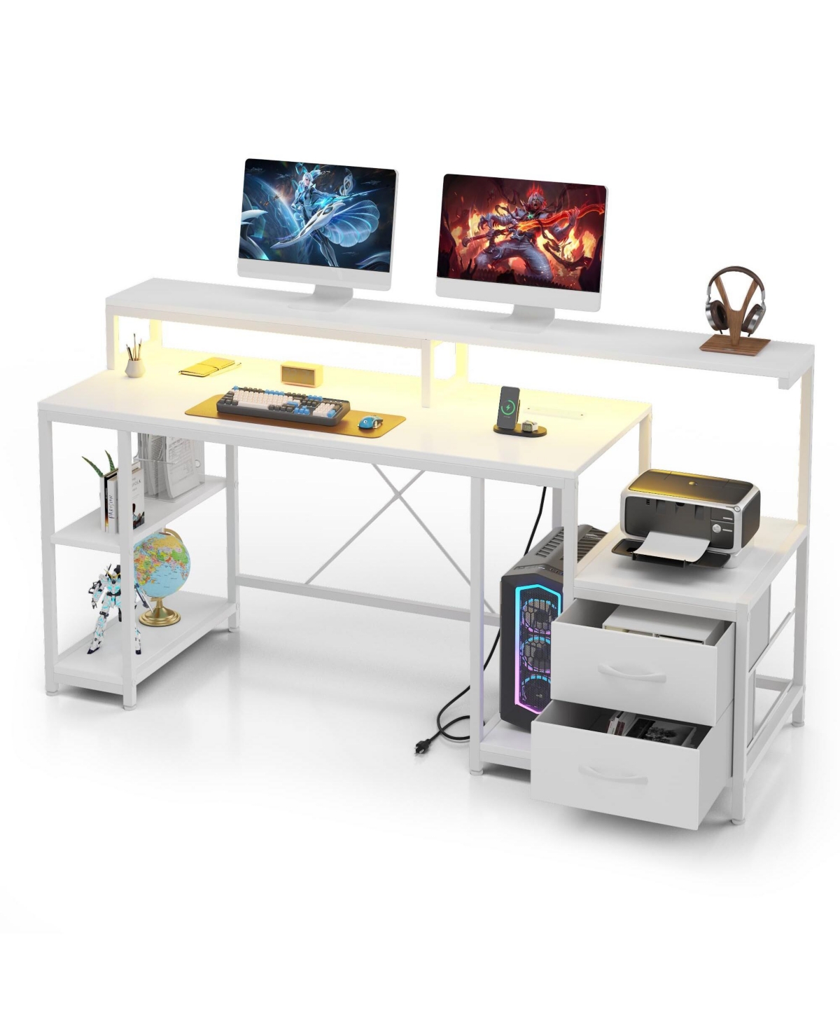 Click here for gaomon Computer Gaming Desk with File Drawers - Wh... prices