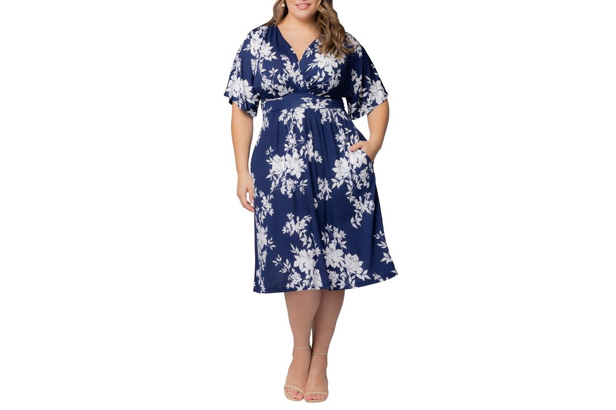 Click here for Kiyonna Womens Plus Size Gia A-Line Midi Dress wit... prices