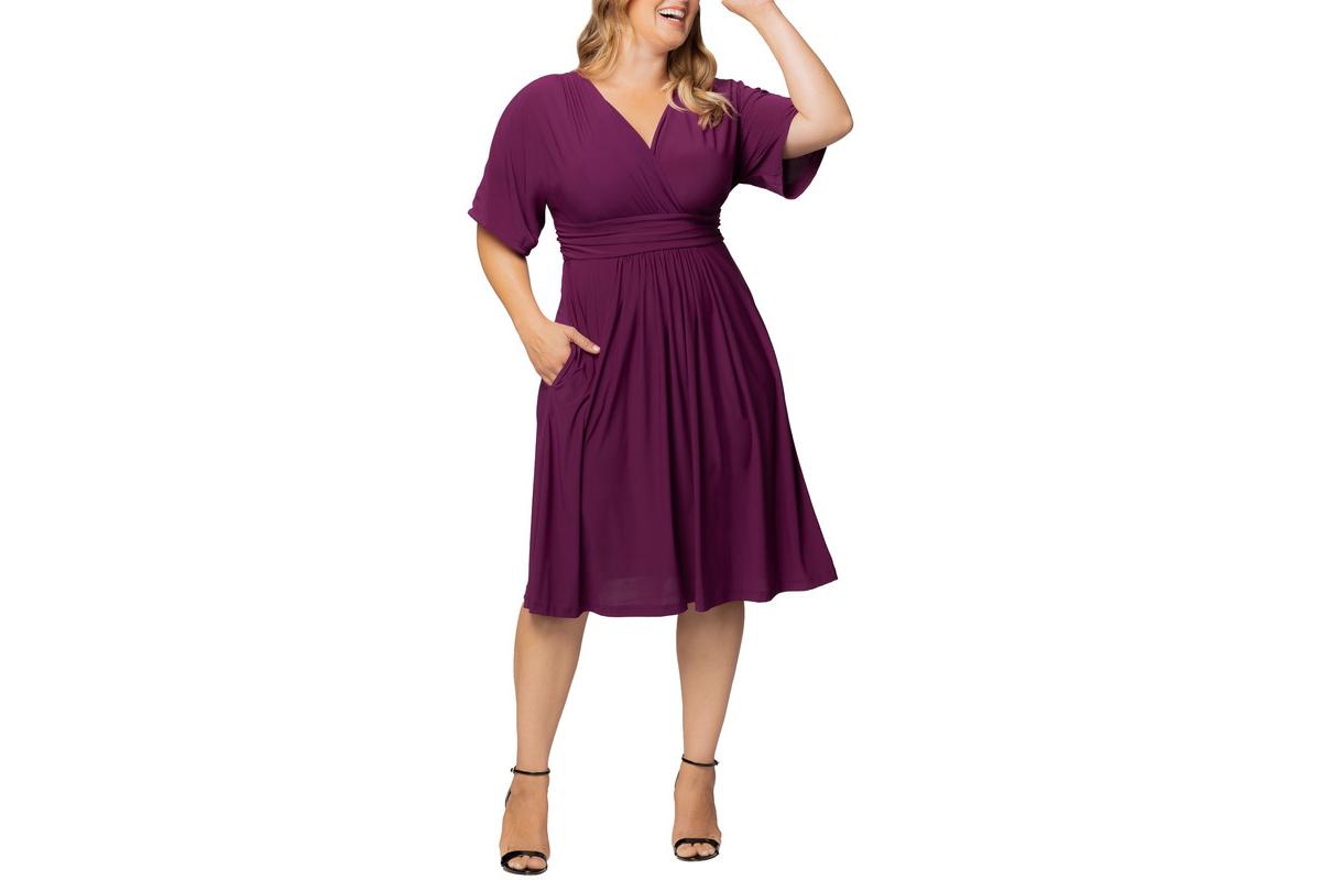 Click here for Kiyonna Womens Plus Size Gia A-Line Midi Dress wit... prices