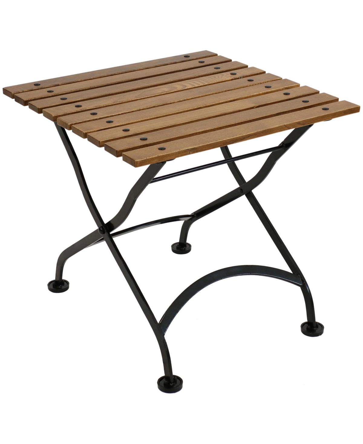 Chestnut Wood Folding Square Patio Accent Side Table - 20" - Brown - Brown