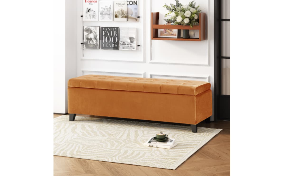 Click here for Velvet Storage Ottoman Bench with Tufted Lift-Top... prices