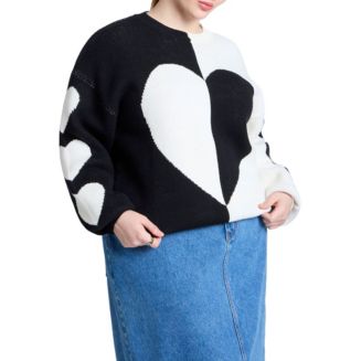 ELOQUII Plus Size Heart Intarsia Sweater - Macy's