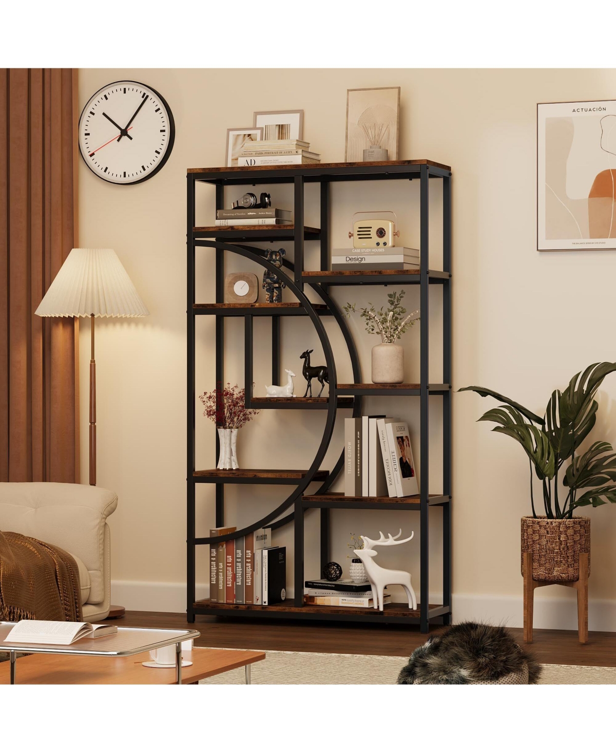 Click here for gaomon Retro Open Bookshelf  Tall Storage Rack wit... prices
