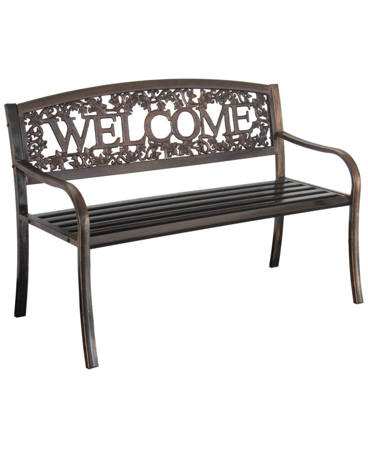Click here for Floral Back Metal Patio Bench – Outdoor Wea... prices
