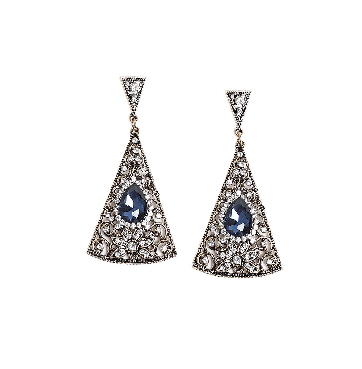 Click here for Triangle Filigree Drop Earrings - Blue prices