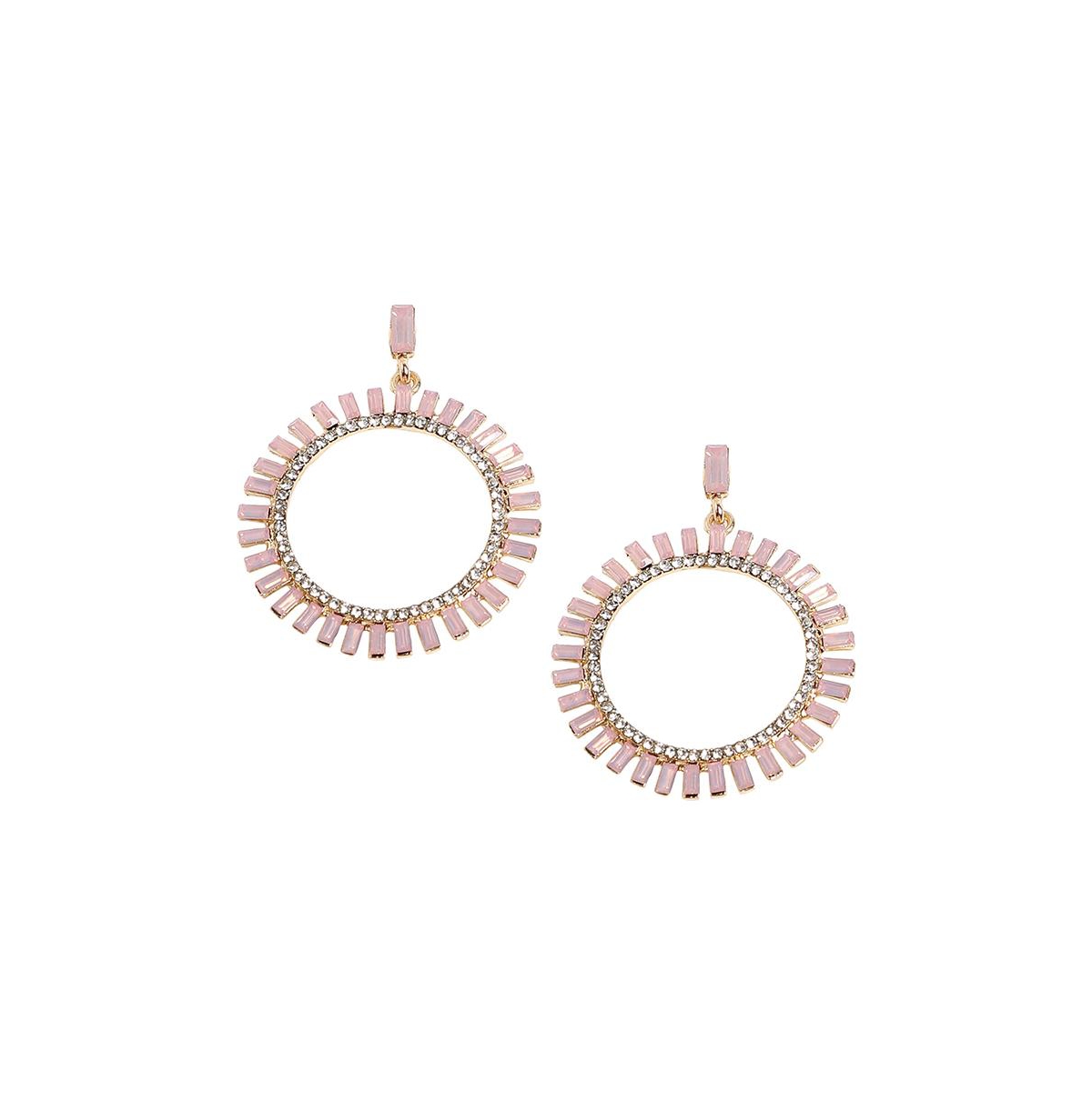 Click here for Circular Crystal Drop Earrings - Pink prices