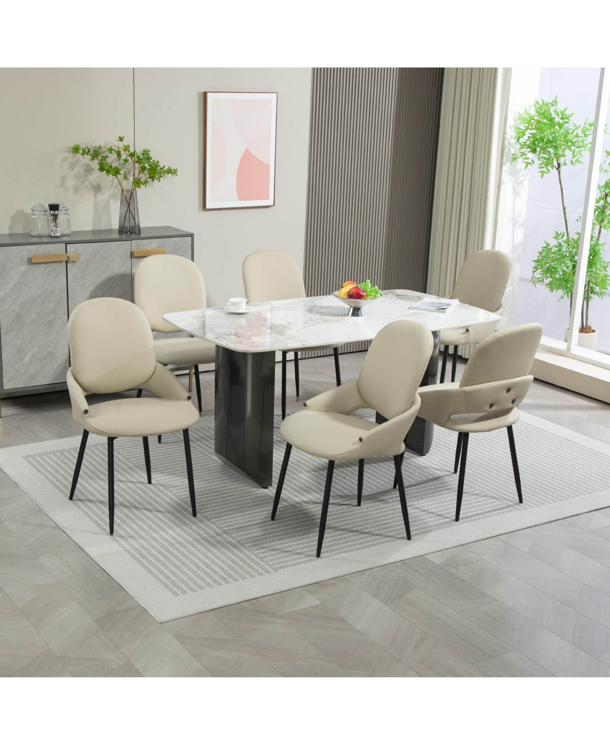 Click here for Dyhome Faux Leather Upholstered Dining Chairs Set... prices