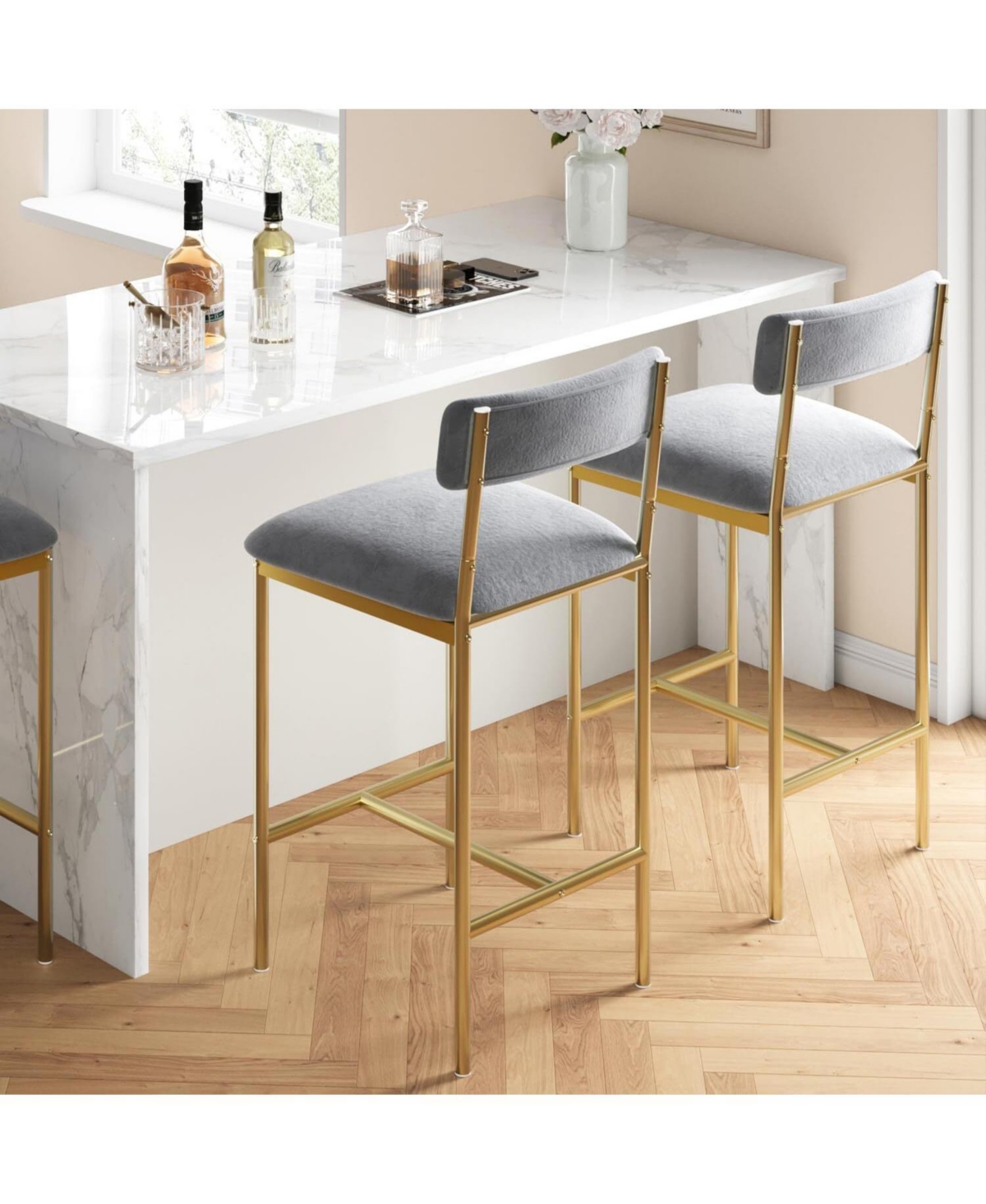 Click here for Bar Stools Set of 2  Upholstered Counter Height Ba... prices