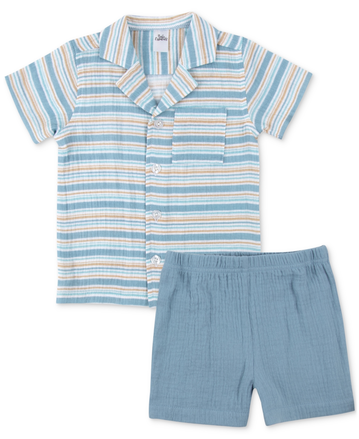 Click here for Baby Essentials Baby Boys 2-Pc. Striped Shirt & Sh... prices