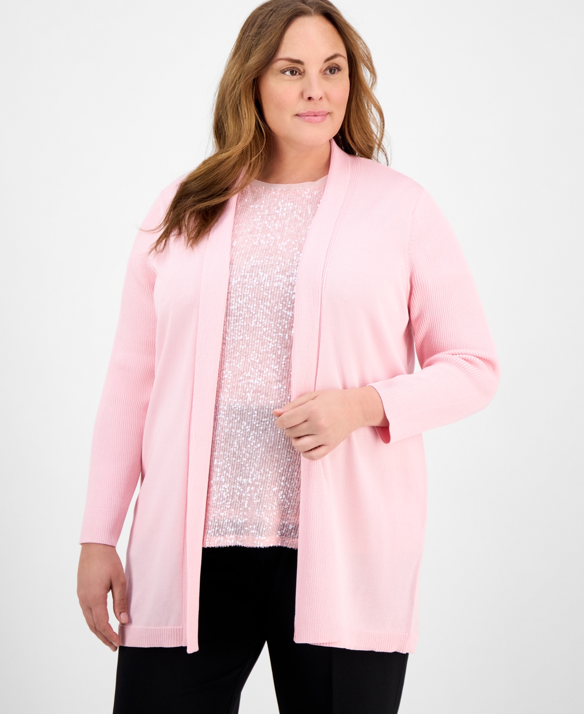 Click here for Anne Klein Plus Size Sonoma Open-Front Long-Sleeve... prices
