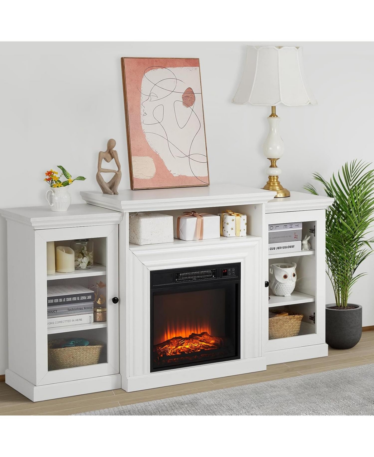 Click here for gaomon White Farmhouse Fireplace Tv Stand with 3-d... prices