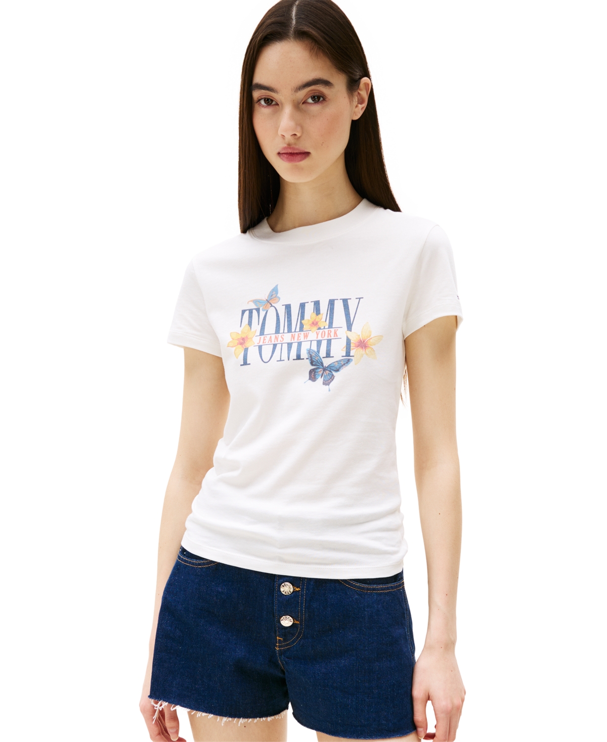 Click here for Tommy Jeans Womens Cotton Slim Fit Butterfly Graph... prices