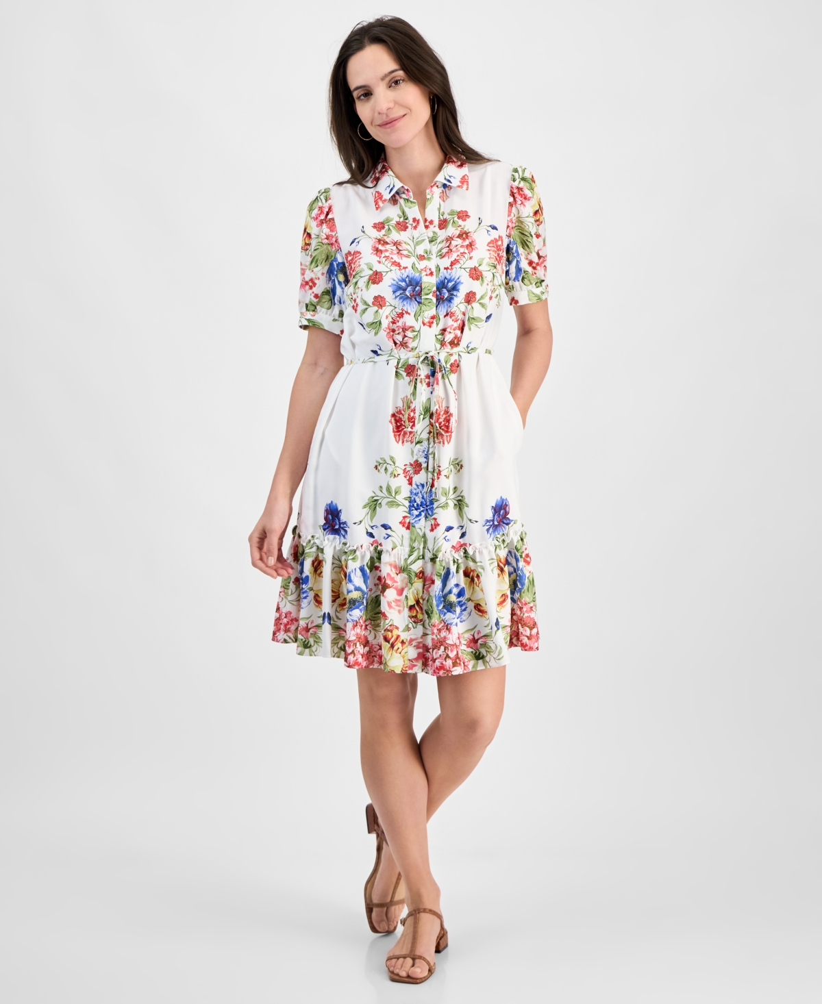 Click here for julia jordan Womens Printed Ruffle-Trim Fit & Flar... prices