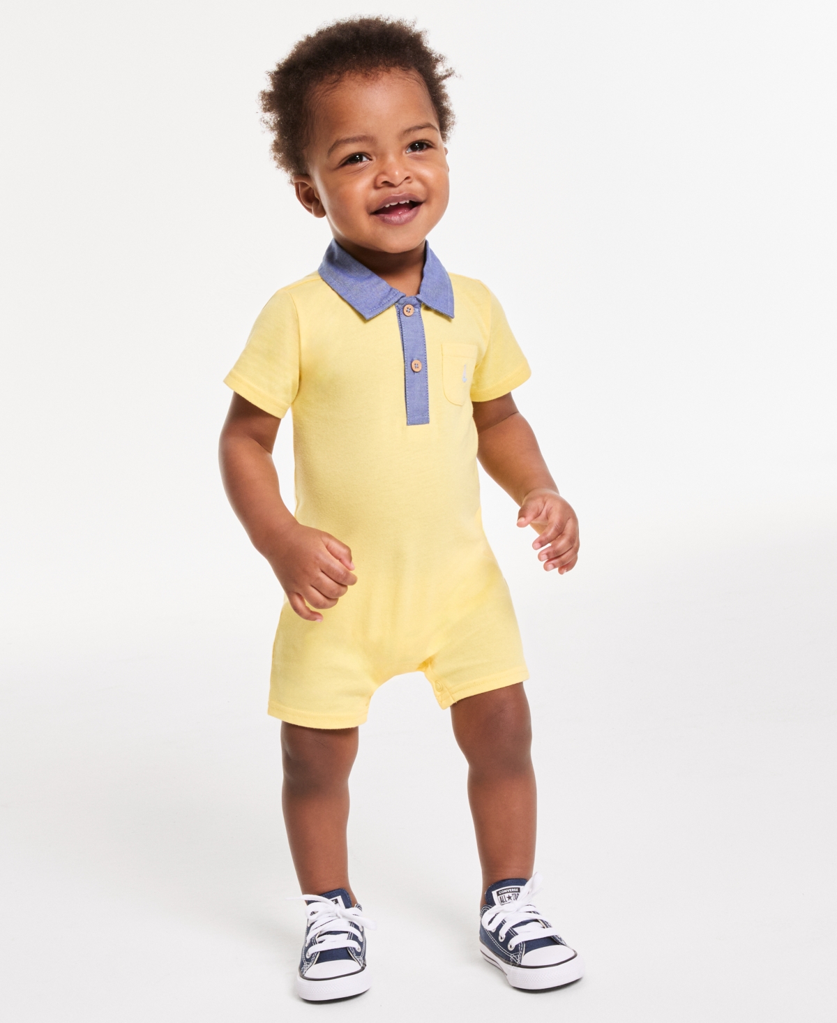 Click here for Baby Boys Embroidered Boat Sunsuit  Exclusively at... prices