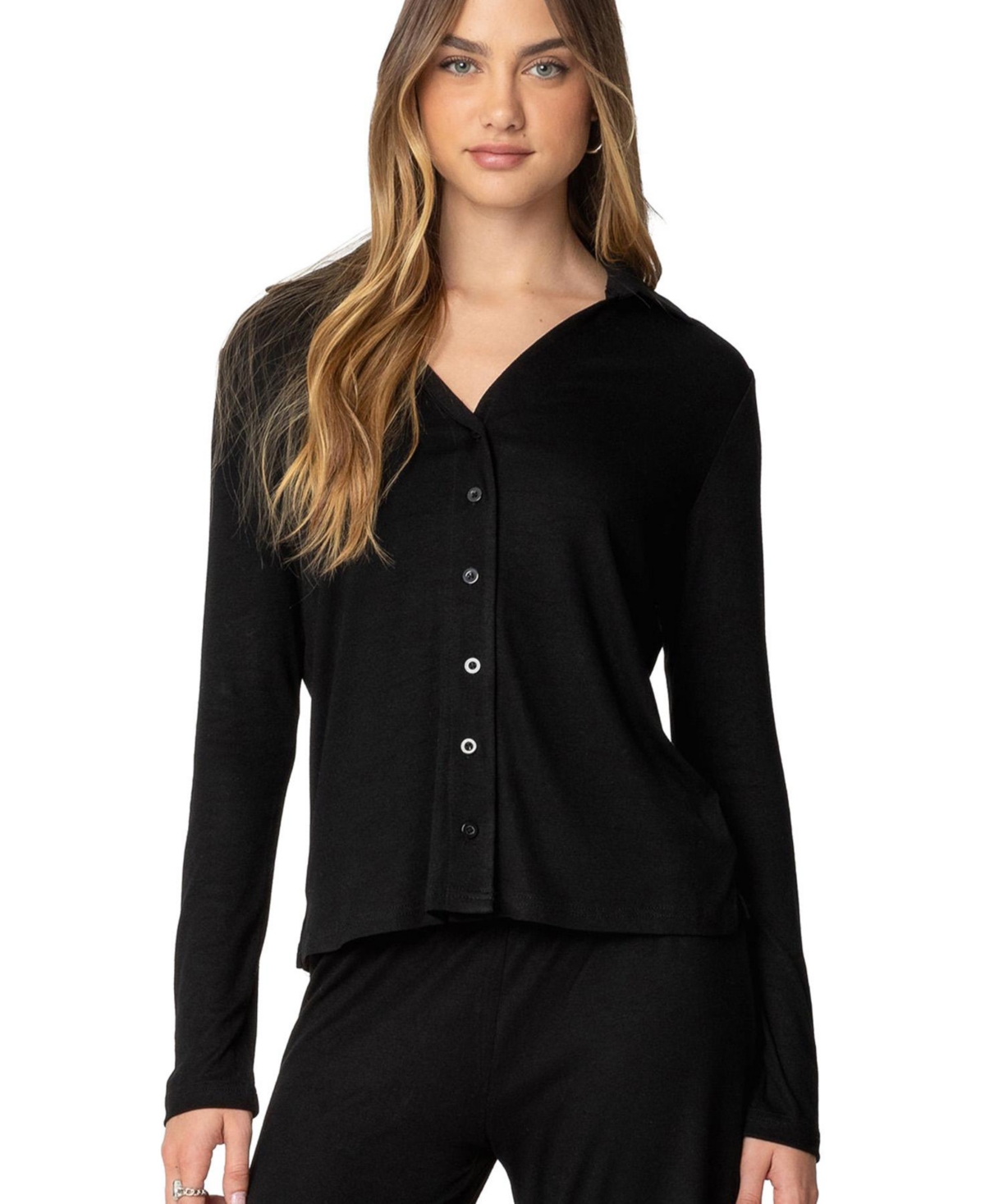 Edikted Womens Justina Button Up Top - Black
