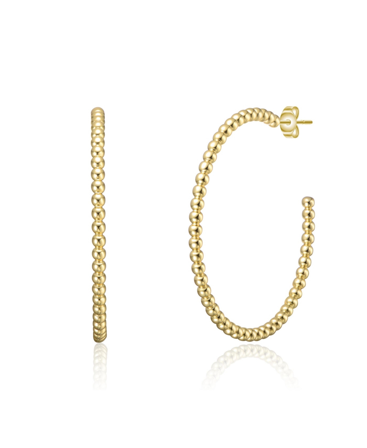 Click here for Modern Texture Bead C-Hoop Earrings in White Gold... prices