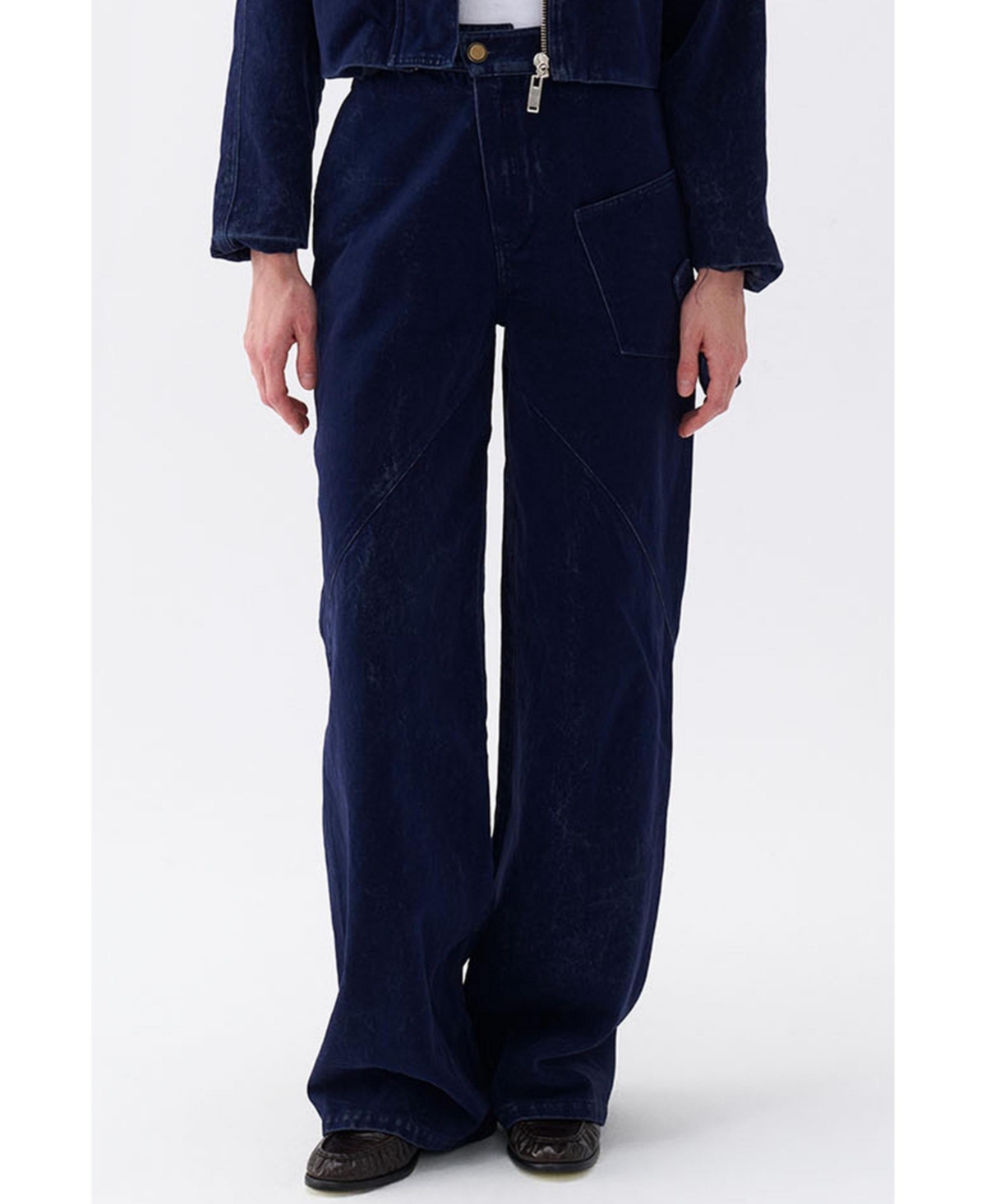 Click here for Nocturne Womens High Waist Velvet Pants - Navy prices