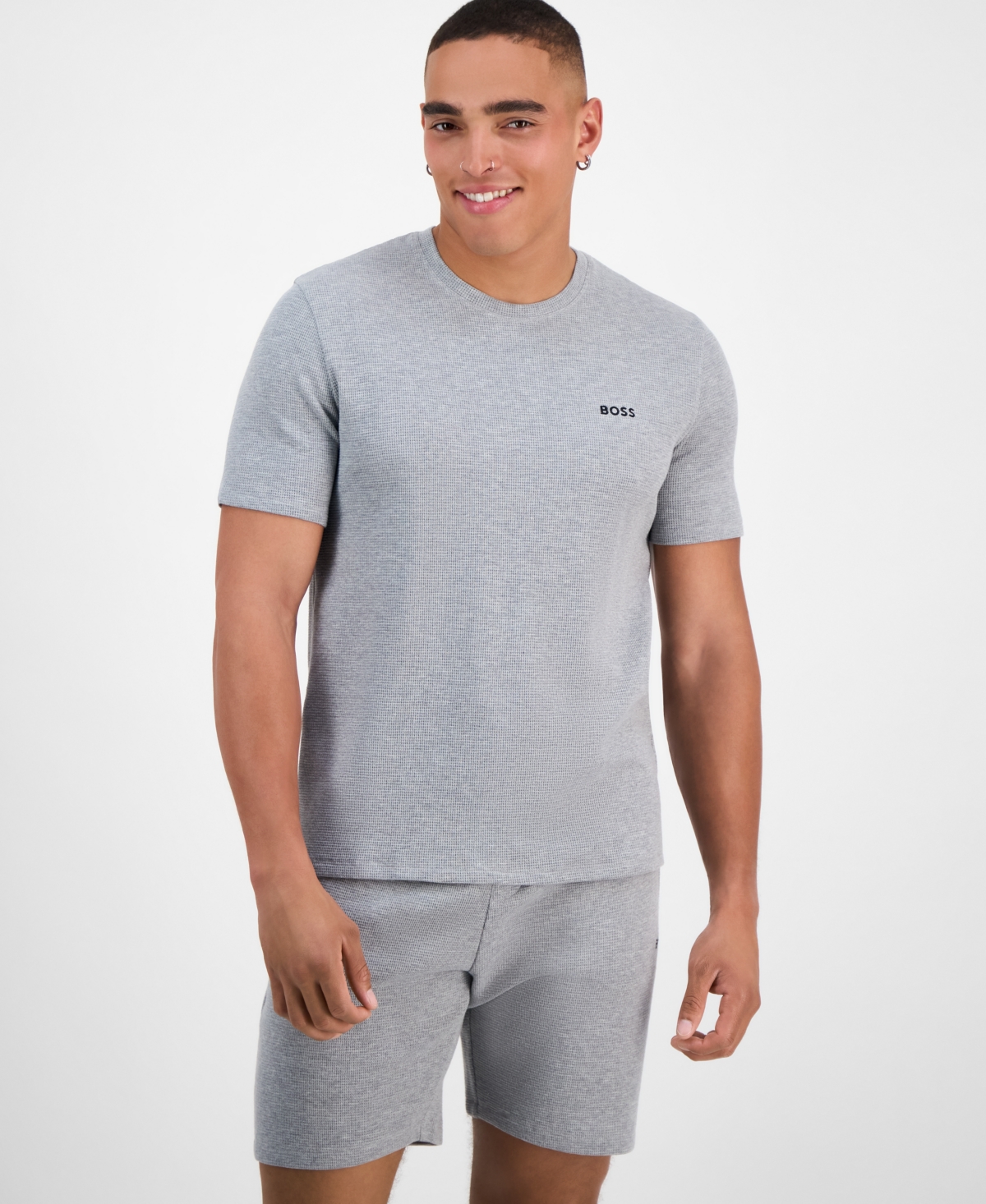 Click here for Boss by Hugo Boss Mens Waffle-Knit Sleep T-Shirt -... prices