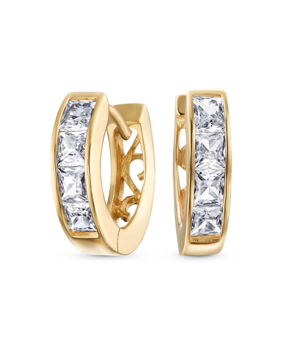 Click here for Bling Jewelry Small Cz Hoop Earrings in Gold-Plate... prices