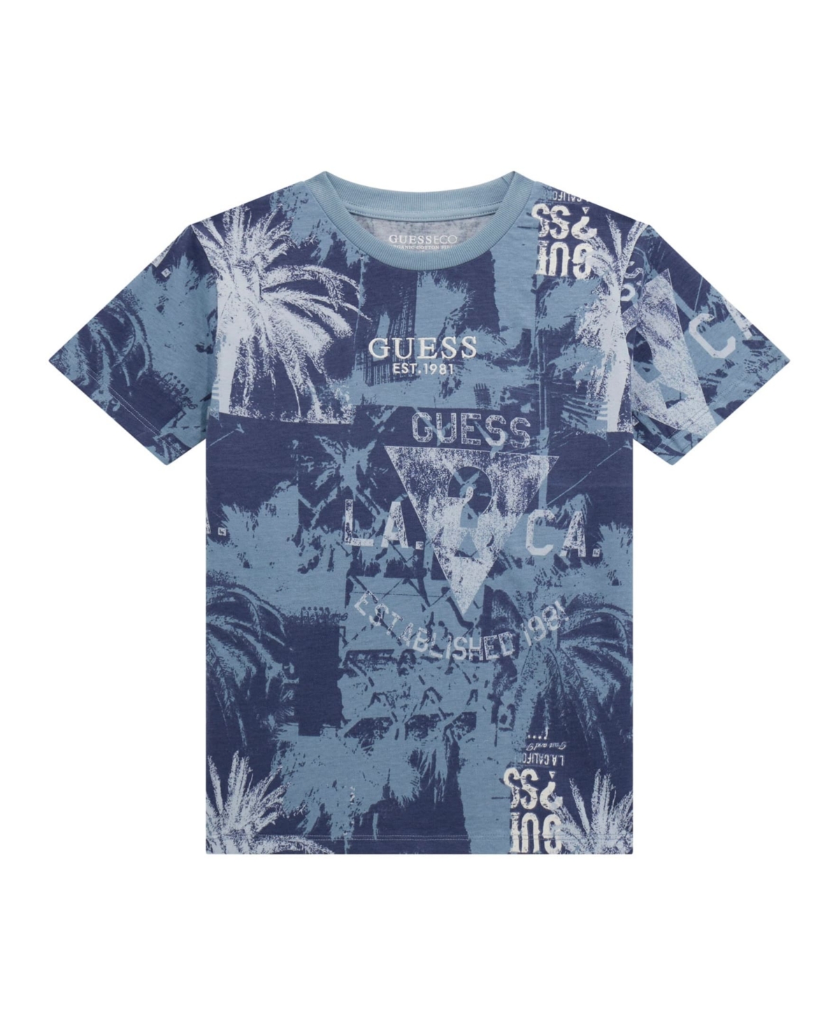 Click here for Guess Big Boys Printed Short Sleeve T-Shirt - Blue prices