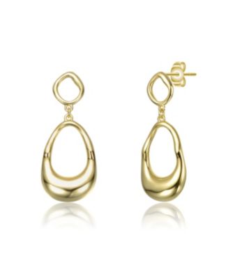 14K Gold Plated Organic Circle and Pear Dangle Earrings - Macy's