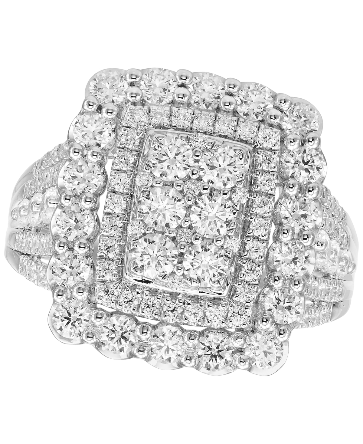 Click here for Diamond Multi Halo Emerald Shaped Cluster Ring (2... prices